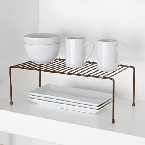 Smart Design Classic Storage Shelf – Large (8.5 x 16 in.), Bronze – Sturdy Steel Pantry Organizer with Rust-Resistant Finish and Non-Slip Feet for Easy Home Organization and Storage