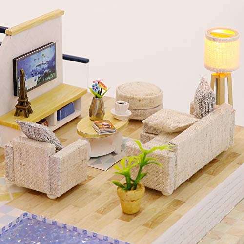 Flever Wooden DIY House Kit, Miniature with Furniture, Creative Craft Gift for Lovers and Friends (Mermaid Tribe)