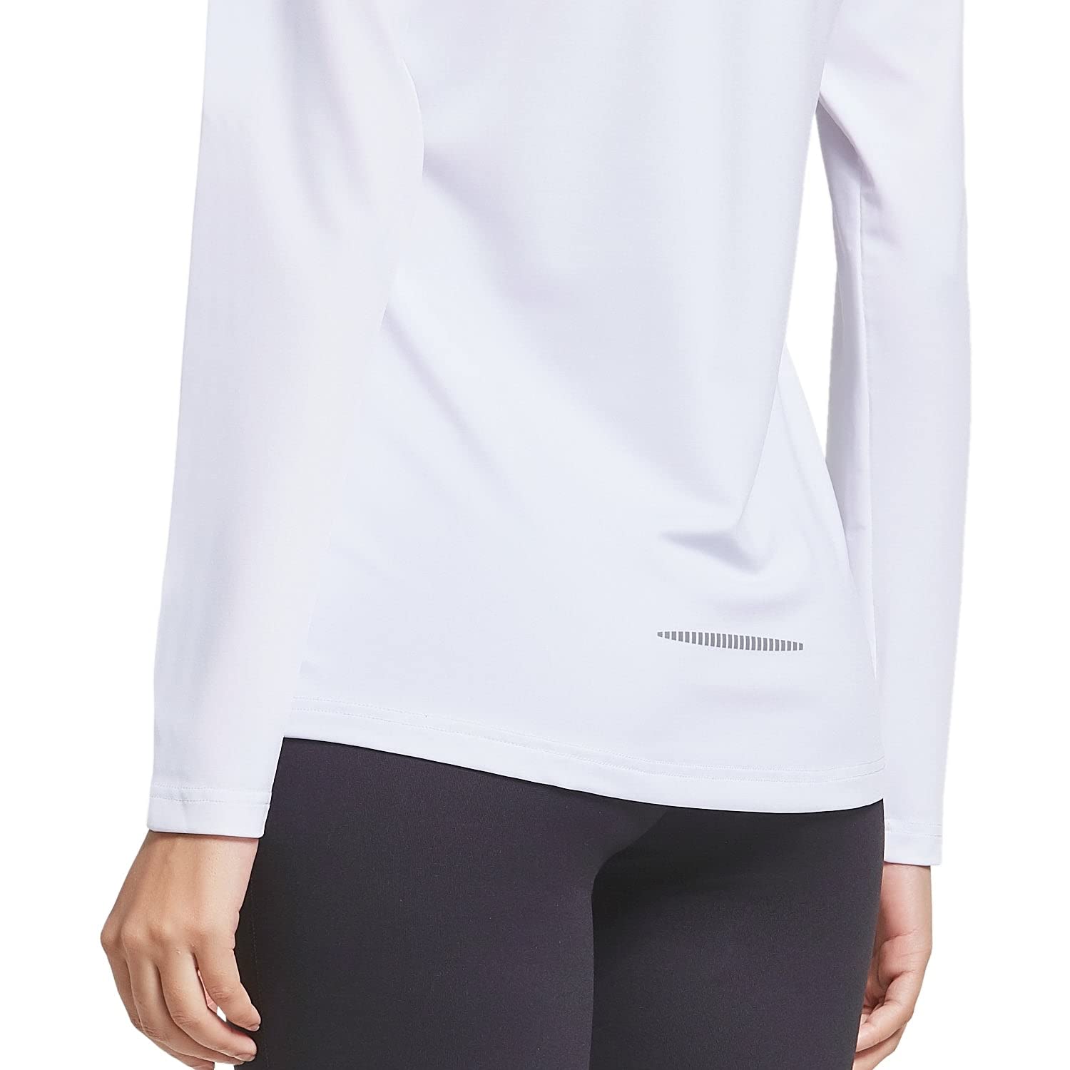 BALEAF Women's Long Sleeve Workout Tops Moisture Wicking Running Athletic Activewear UPF Tops Lightweight Soft White Size XS