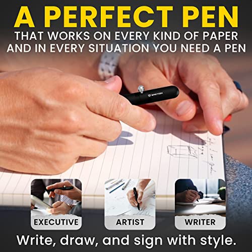 BASTIONĀ® Luxury Mini Bolt Action Pen, Lightweight Aluminum EDC Pen with Fine Tip, Professional Ballpoint Pen for School and Work - Black