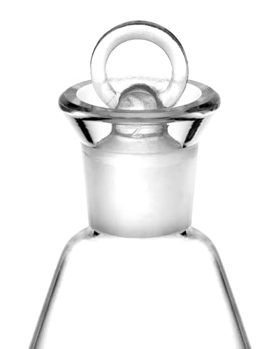 QWORK 1000ml Lodine Flask with Stopper, Thick Wall Flask with 24/29 Standard Conical Outer Connection, Heavy Duty Borosilicate Glass Erlenmeyer Flask Interchangeable Stopper, Conical Shape