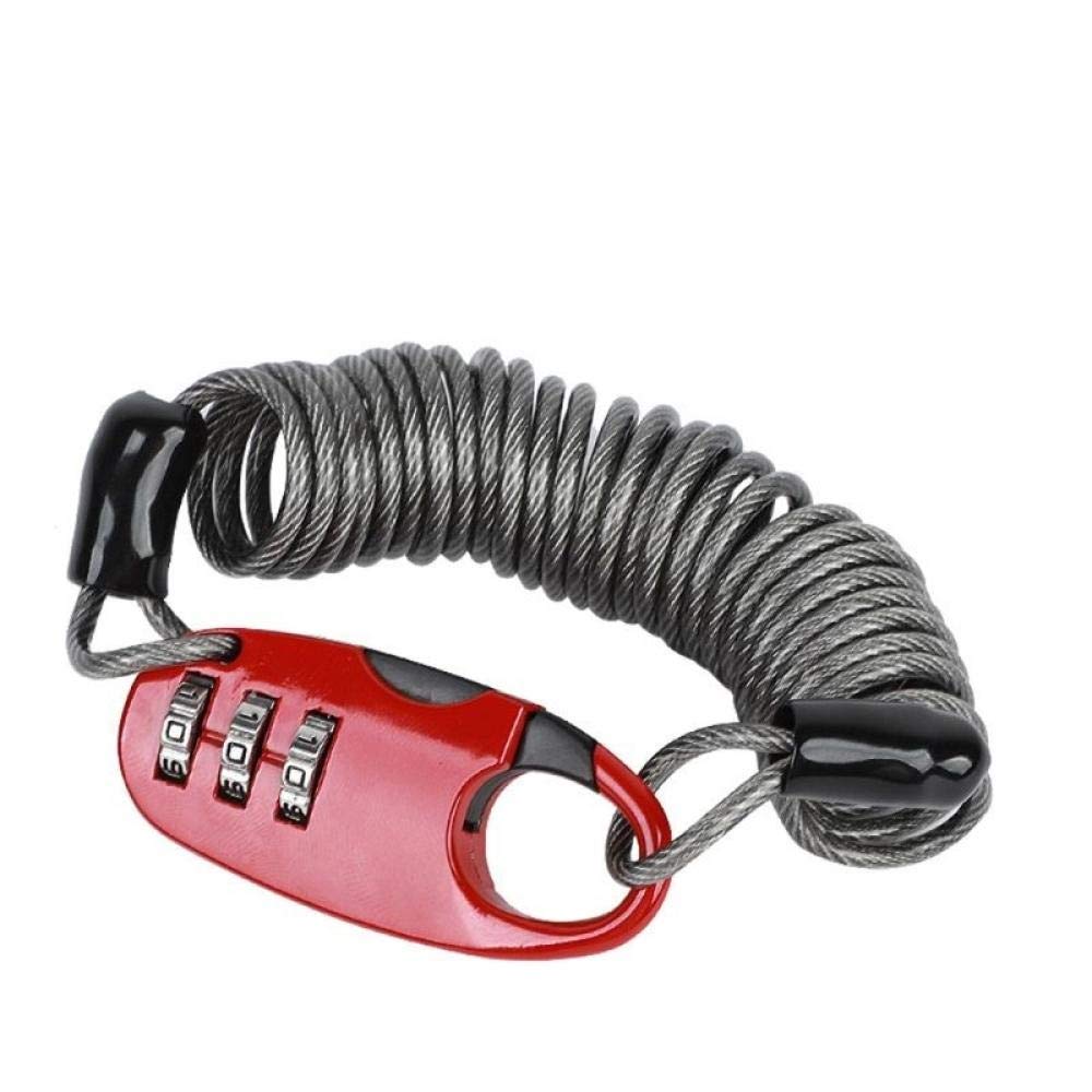 Bicycle Lock Bicycle Lock Anti-Theft Mini Helmet Lock Motorcycle Cycling Scooter Combination Password Safety Cable Lock-White Lock Bike Lock (Color : White) (Color : Red Lock)