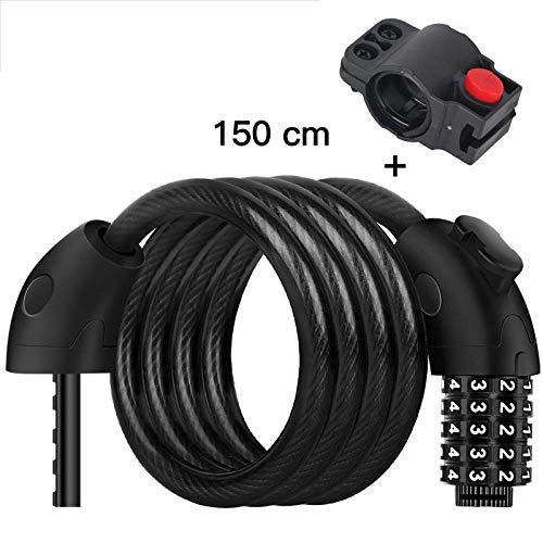 bicycle lock Mountain Bike Lock Code Combination Security Electric Cable Lock Anti-theft Cycling Bicycle Locks Bicycle Accessories-Blue(cm) Bike Locks (Color : Black(65cm)) ( Color : Black(150cm) )