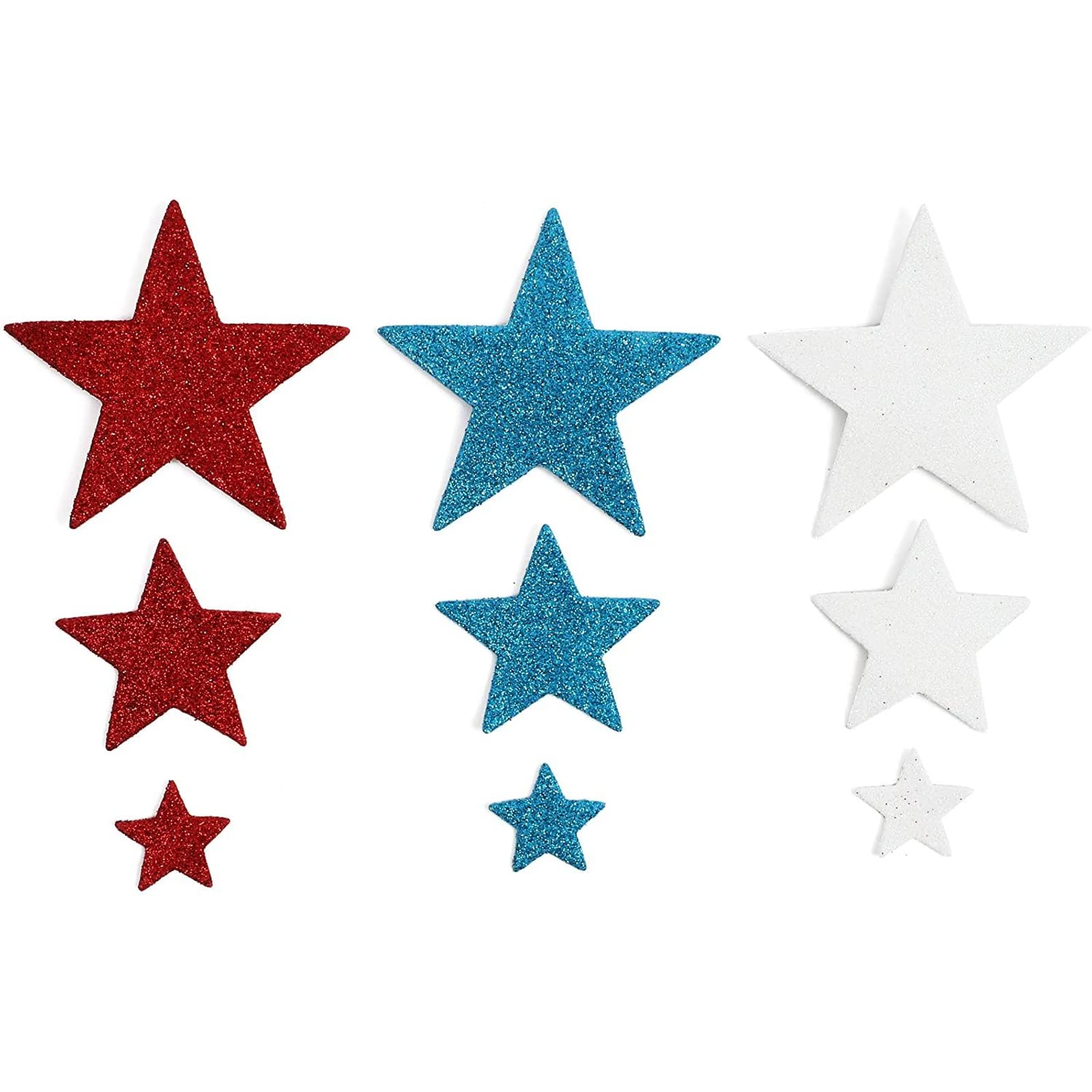 Foam Star Glitter Stickers for 4th of July, Arts and Crafts Supplies (3 Colors, 100 Pack)