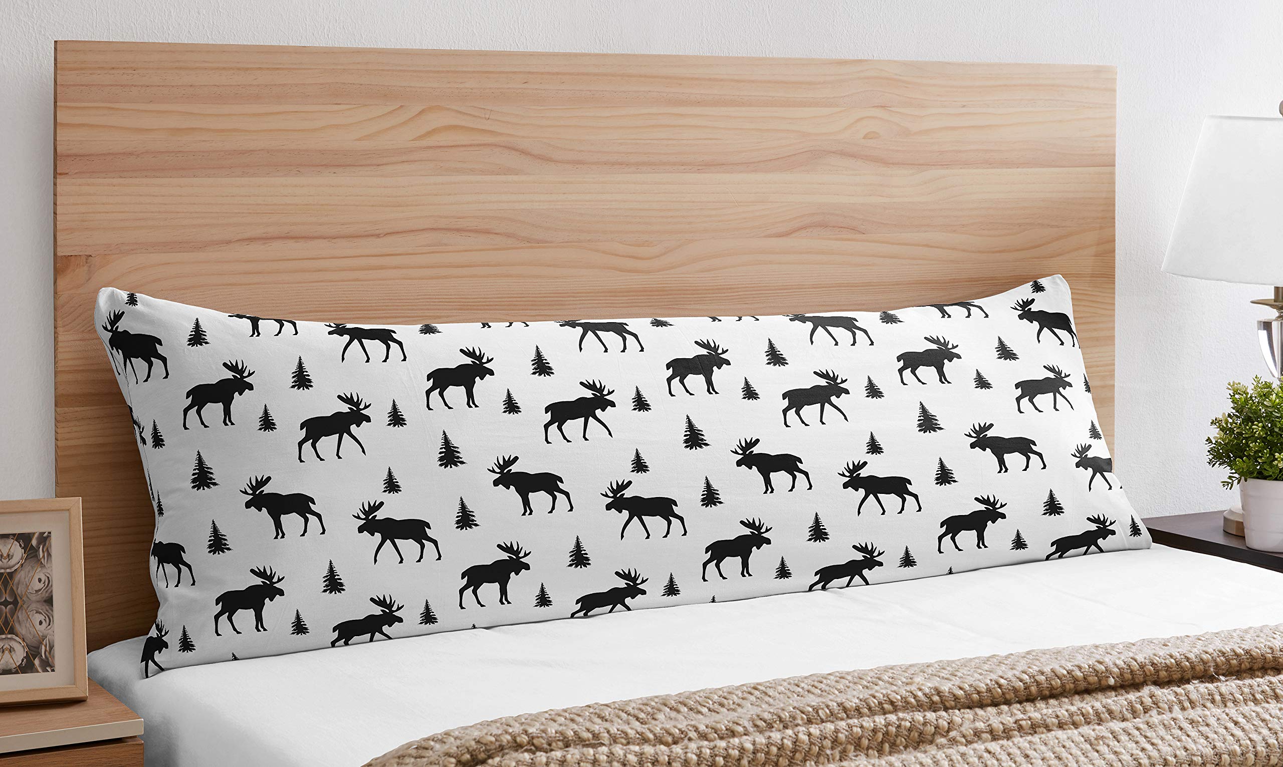 Sweet Jojo Designs Black and White Woodland Moose Body Case Cover for Rustic Patch Collection (Pillow Not Included)