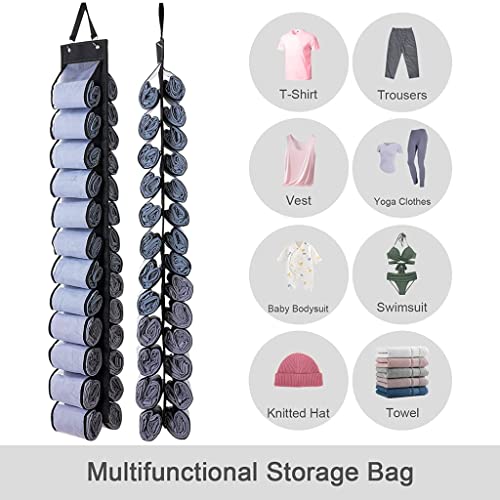 CHBC Legging Storage Bag Storage Hanger Can Holds 24 Leggings or Shirts Jeans Compartment Storage Hanger, Foldable Leggings Organizer Clothes Portable Closets Roll Holder