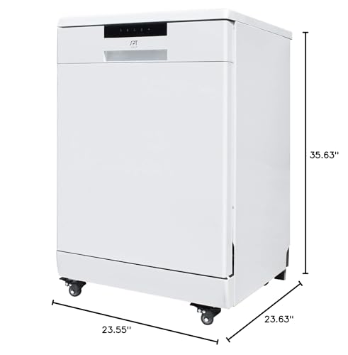 SPT SD-6513WB 24″ Wide Portable Dishwasher with ENERGY STAR, 6 Wash Programs, 10 Place Settings and Stainless Steel Tub – White