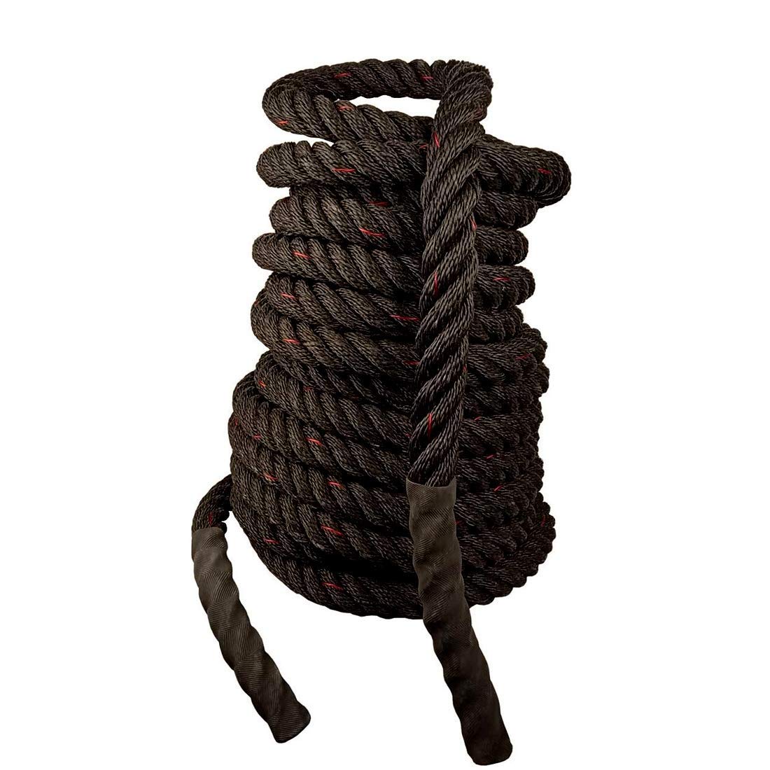 Azuka® Ultimate Fitness Strength Training Battle Rope 1.5 inches X 20 Ft Polypropylene (Black with Red Tracer)