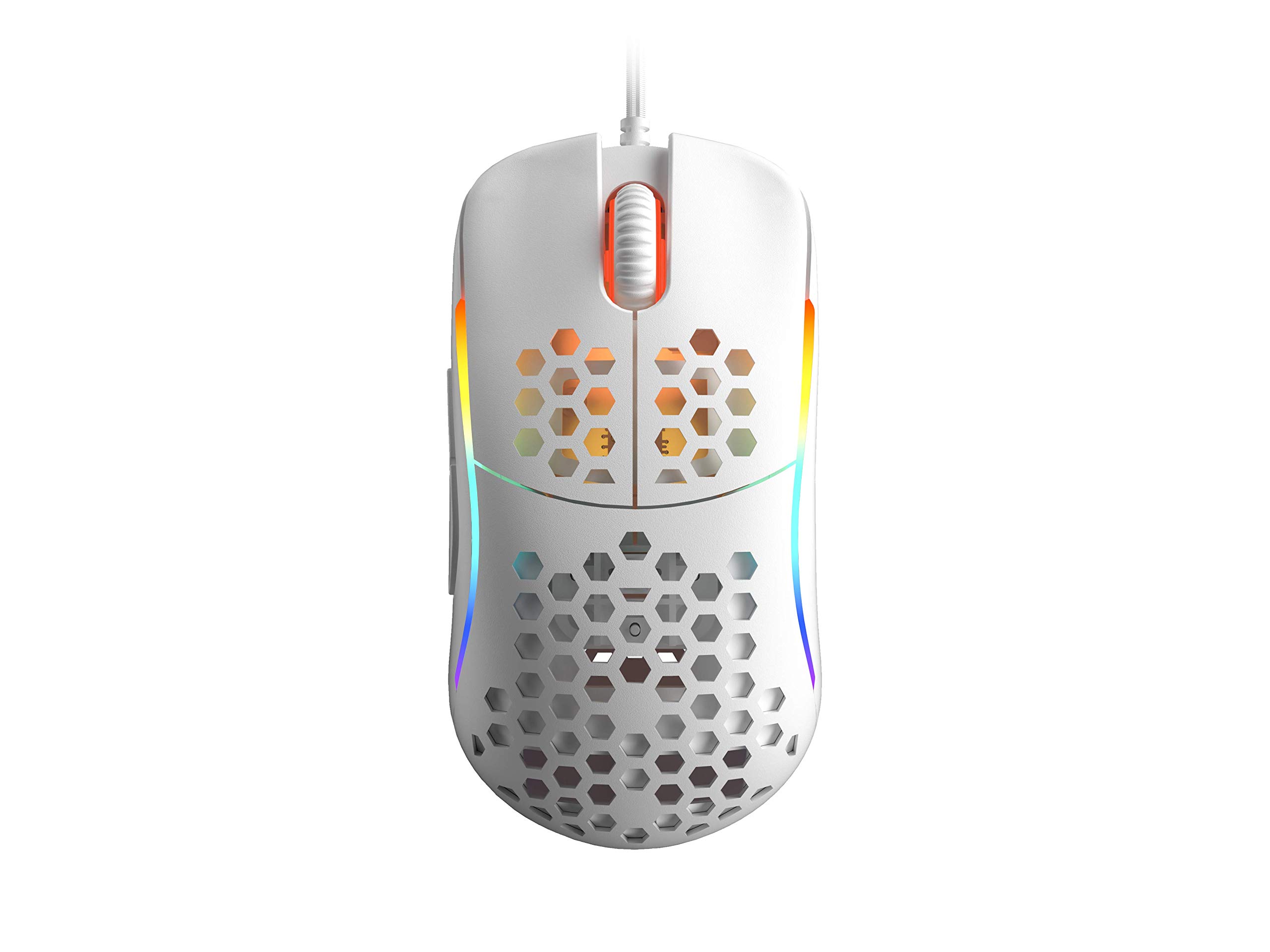 HK Gaming NAOS M Ultra Lightweight Honeycomb Shell Ambidextrous Wired RGB Gaming Mouse 12 000 cpi | 7 Buttons | 59 g (Naos-M, White)