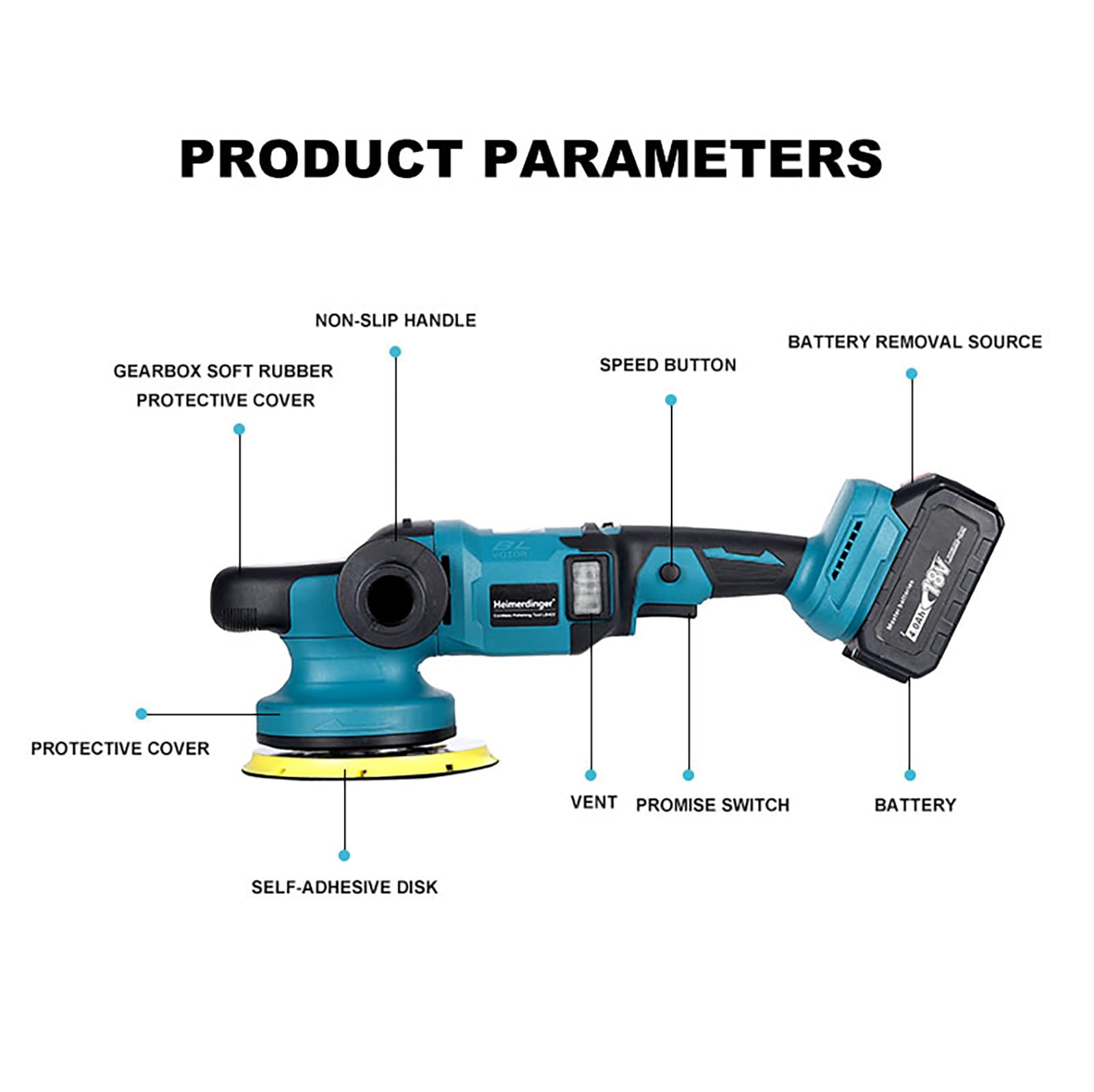 Cordless Car Buffers Polisher Kit for Makita 18V Battery(Not Included),6 Inch Orbital Polisher,6 Variable Speed, Portable Polishing Waxer Machine for Car Detailing Waxing Buffer Sander