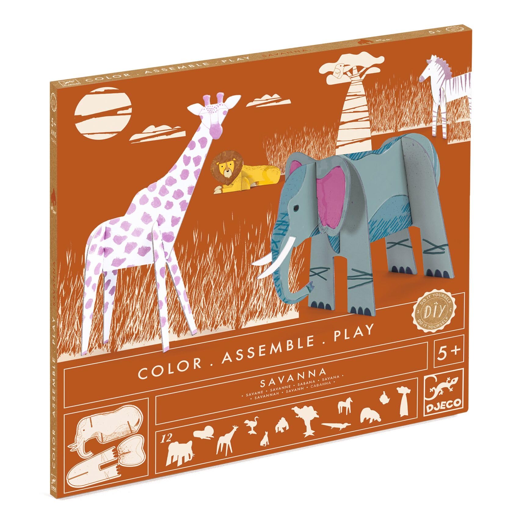 DJECO Savanna Color. Assemble. Play. DIY Craft Kit