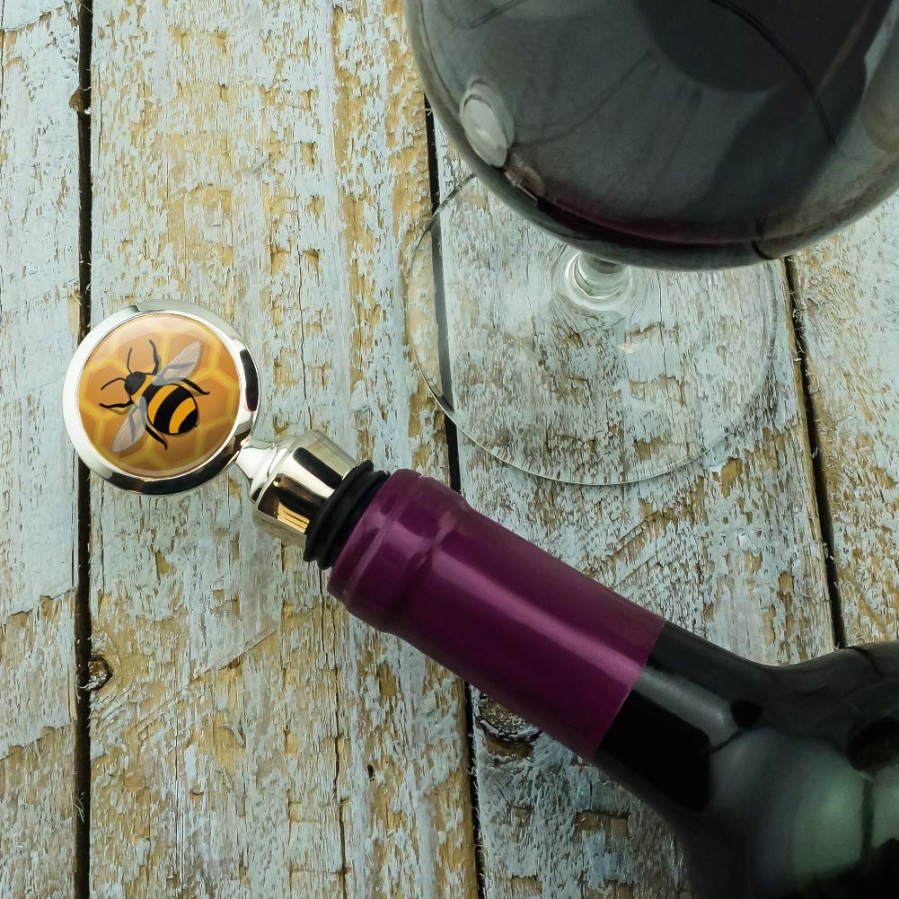 Bee on Honeycomb Wine Bottle Stopper