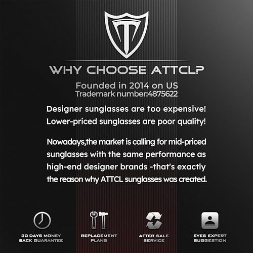 ATTCL Polarized UV Protection Sports Fishing Driving Sunglasses for Men Al-Mg Metal Frame Ultra Light 8585 Black