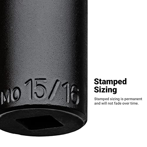Capri Tools 1-1/8-Inch Shallow Impact Socket, 1/2-Inch Drive, 6-Point, SAE (CP55063)