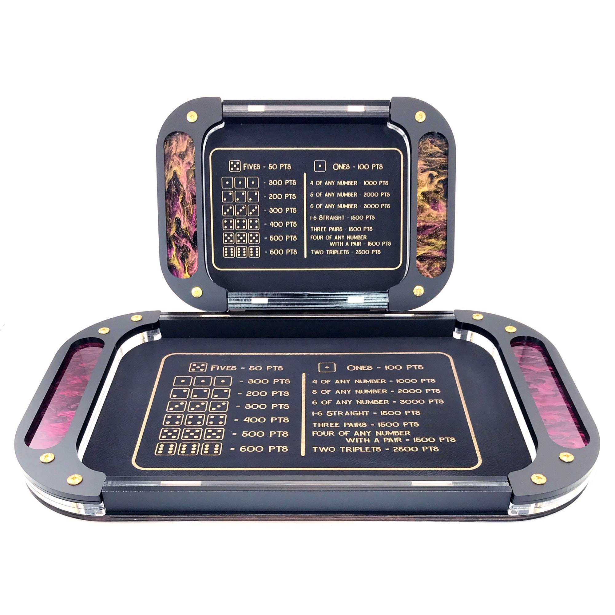 Omega and Mini Mega Dice Tray with Farkle Score - Mini Mega 12" Nebula Stardust
