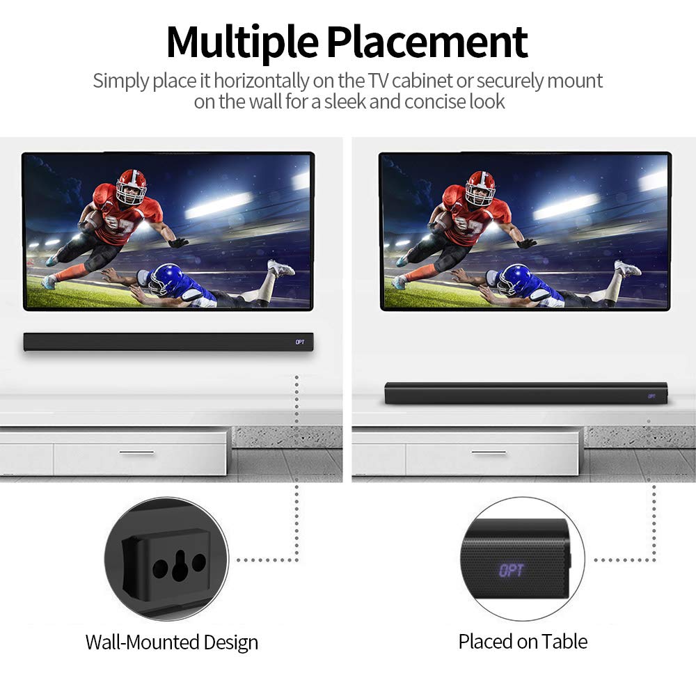 hmovie Sound Bar, 3D Surround Sound for Home Theater