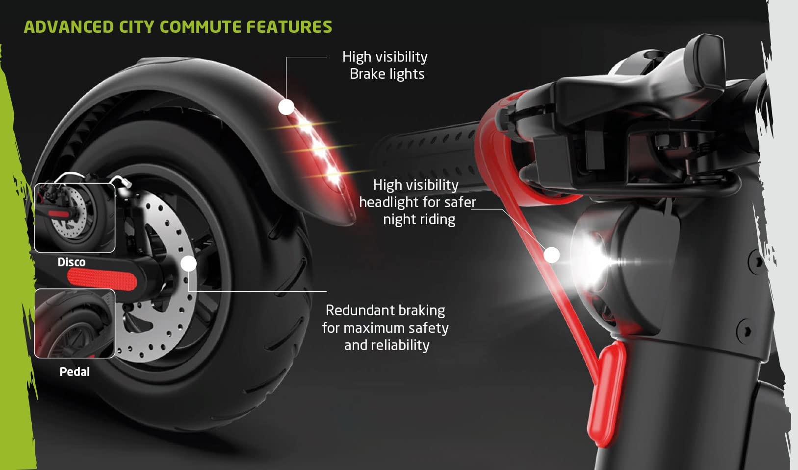 ATK H7 Adults Electric Scooter 16 Mph Speed 350W Powered Motor Commuting Electric Scooter - Foldable with Battery Power - 8.5'' solid front Tire - Up to 16 Miles Range - Water resistance