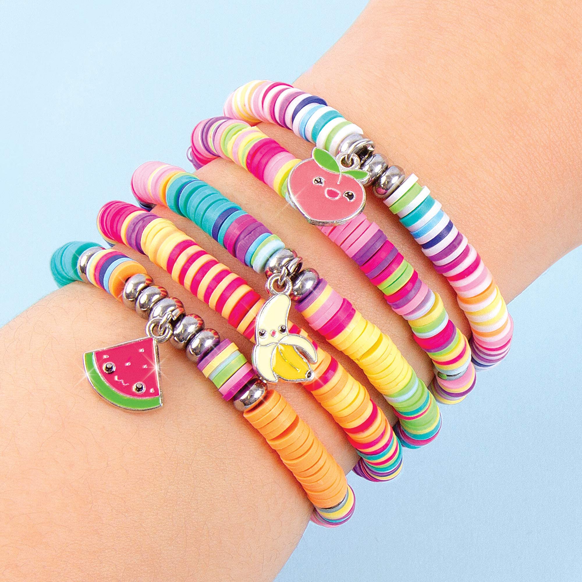 Make It Real - Heishi Beads with Storage Case - Jewelry & Charm Bracelet Making Kit with Storage Case - Friendship Bracelet Set with Beads, Charms & Thread - Arts & Crafts Bead Kit for Girls