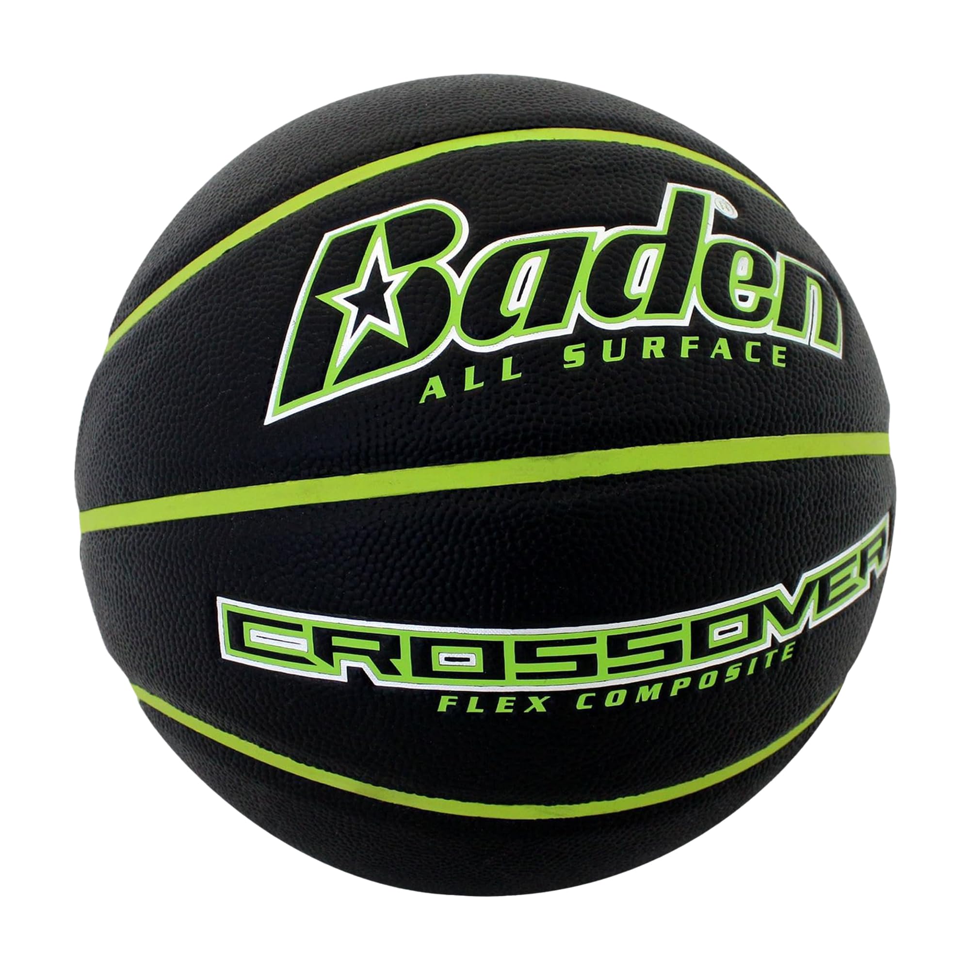 Baden Crossover Flex Composite Basketball, Black/Green, 28.5 inch