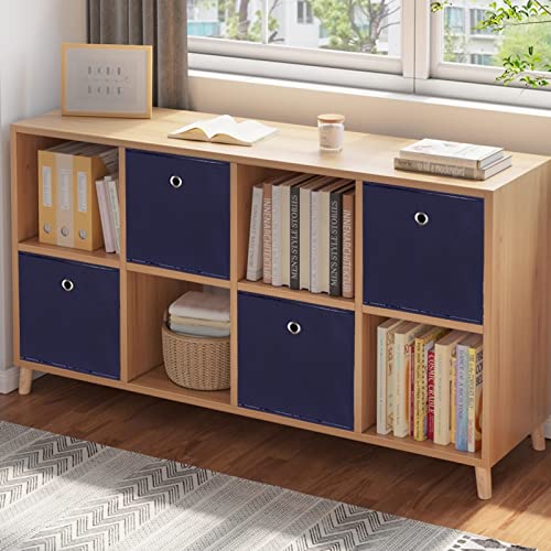 DABEACT Fabric Cubes Storage Containers ,11 Inch Cloth Storage Cube Foldable Storage Bins Cubes Organizer Baskets with Dual Handles for Shelf Closet Set of 3,(Navy Blue)