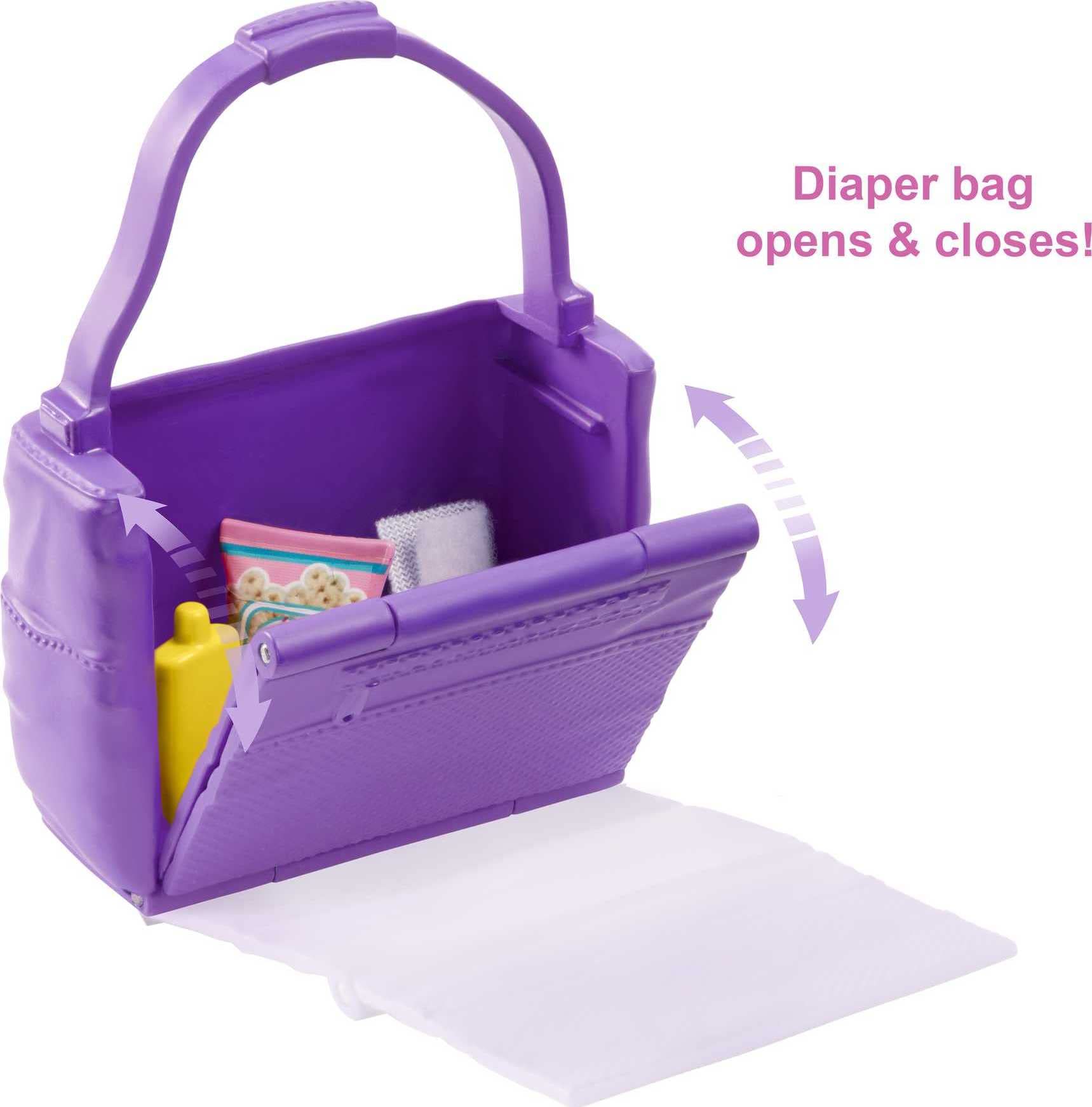 Barbie Skipper Babysitters Inc Doll & Accessories, Feeding & Bath Set with Color-Change Baby Doll, Tub & Accessories