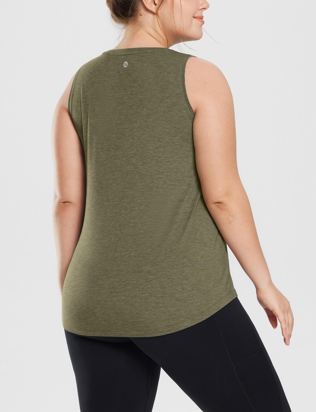 BALEAF Women's Plus Size Workout Tank Tops Loose Fit Sleeveless Athetic Running Exercise Shirts Heather Green 3XL