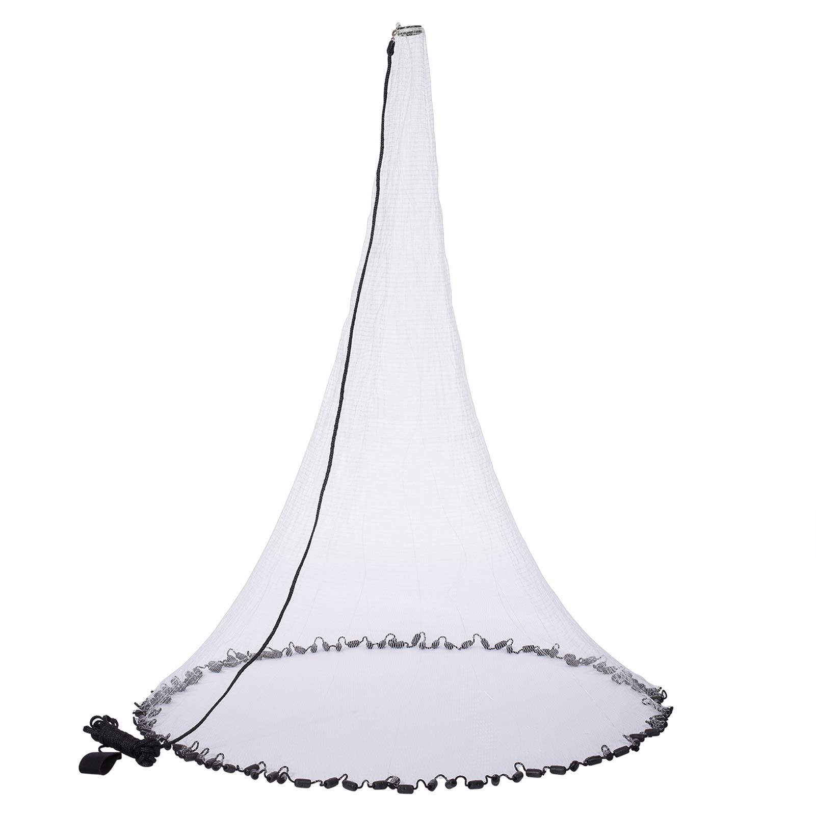 BASSDASH Fishing Cast Net 3/8-Inch Mesh 4ft 6ft 8ft Radius, 1-Pound Per Foot, for Bait Fish with Utility Bucket (1/4β mesh x 4β high (4.8lb))