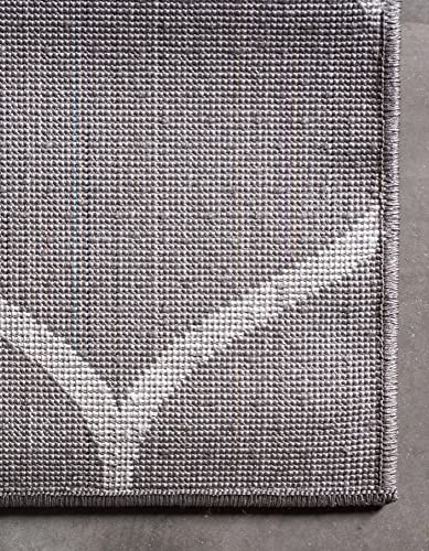 Unique Loom Trellis Frieze Collection Area Rug - Rounded (4' 1" x 6' 1", Dark Gray/ Ivory)