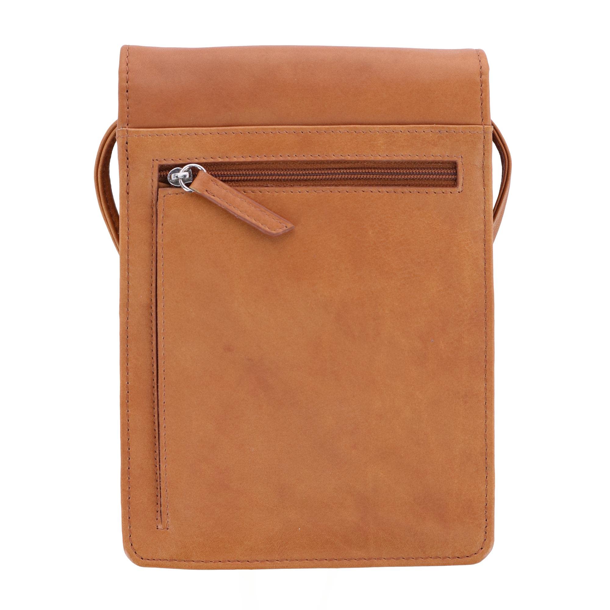 ili New York 6824 Leather Crossbody Organizer with RFID Blocking Lining (Antique Saddle)