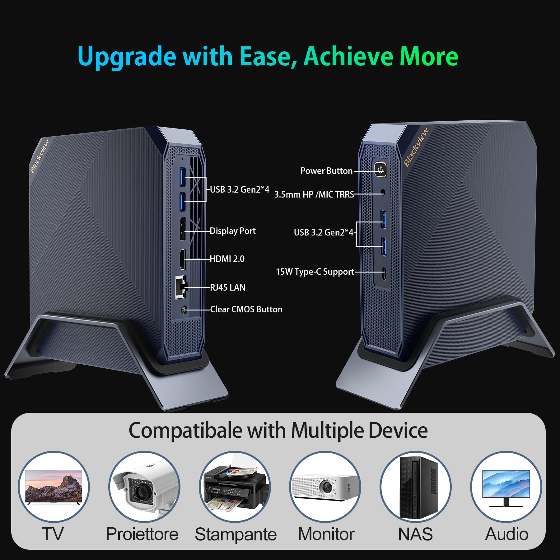 Blackview Mini Gaming PC, MP200 Intel i5-11400H(4.50GHz) Mini PC, 16GB DDR4 512GB SSD, 6 Cores 12 Threads, Mini Desktop Computer 4K-Triple-Screen, Gigabit Ethernet, WiFi6 BT5.2 USB3.0×4