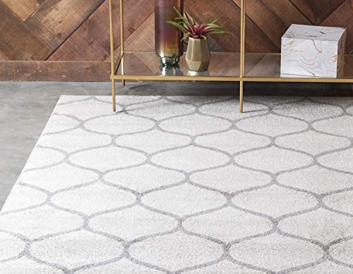 Unique Loom Trellis Frieze Collection Area Rug - Rounded (5' 1" x 8', Ivory/ Gray)
