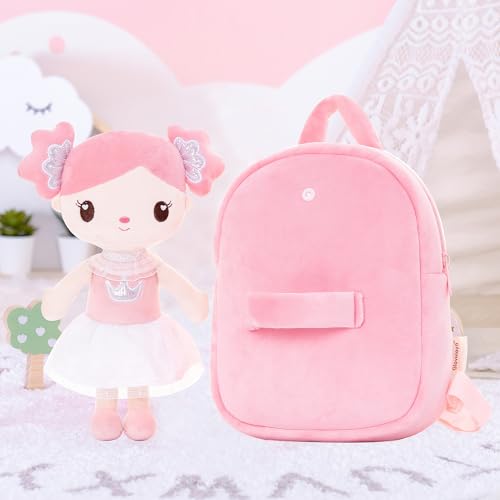 Gloveleya Toddler Backpack Kids Backpacks Rag Doll Girls Candy Doll Pink 9"