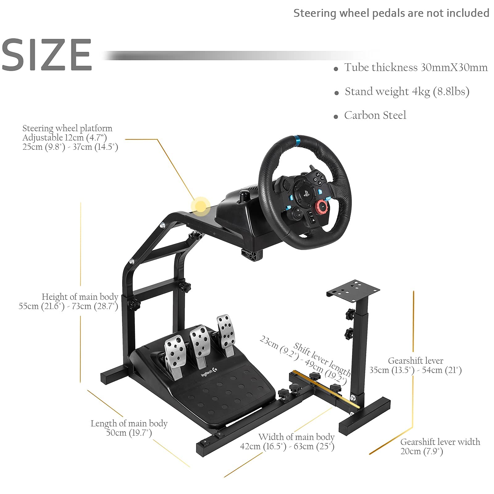 Marada Gaming Steering Wheel Stand Adjustable Fit for Logitech,Thrustmaster,Xbox, G25 G27 G29 G920 G923, Racing Wheel Stand, Handbrake Shifter Wheels and Pedals Not Included