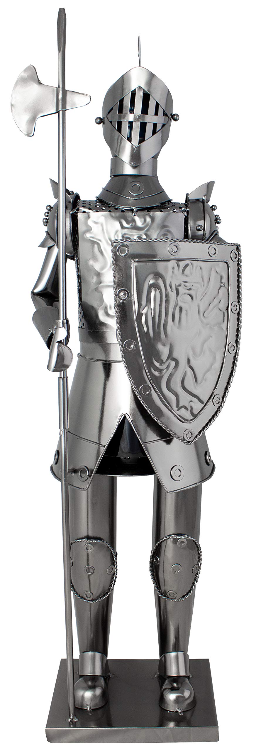 BRUBAKER Wine Bottle Holder 'Knight' - Table Top Metal Sculpture - with Greeting Card
