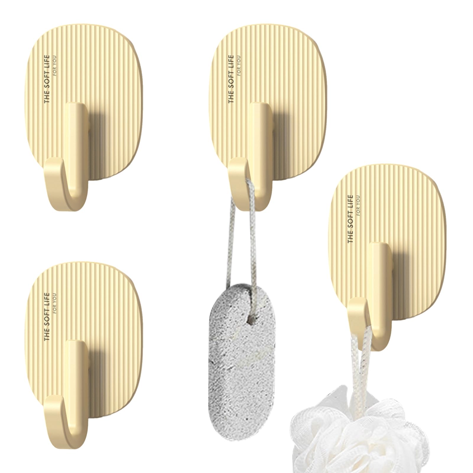 Bath Towel Hooks, 4 Pcs Heavy Duty Bathroom Towel Hooks, Stainless Steel Towel Hooks Bathroom, Towel Hooks Bathroom Coat Hook Robe, Wall Mounted Hooks for Bathroom & Kitchen Modern Style Wall Mounted
