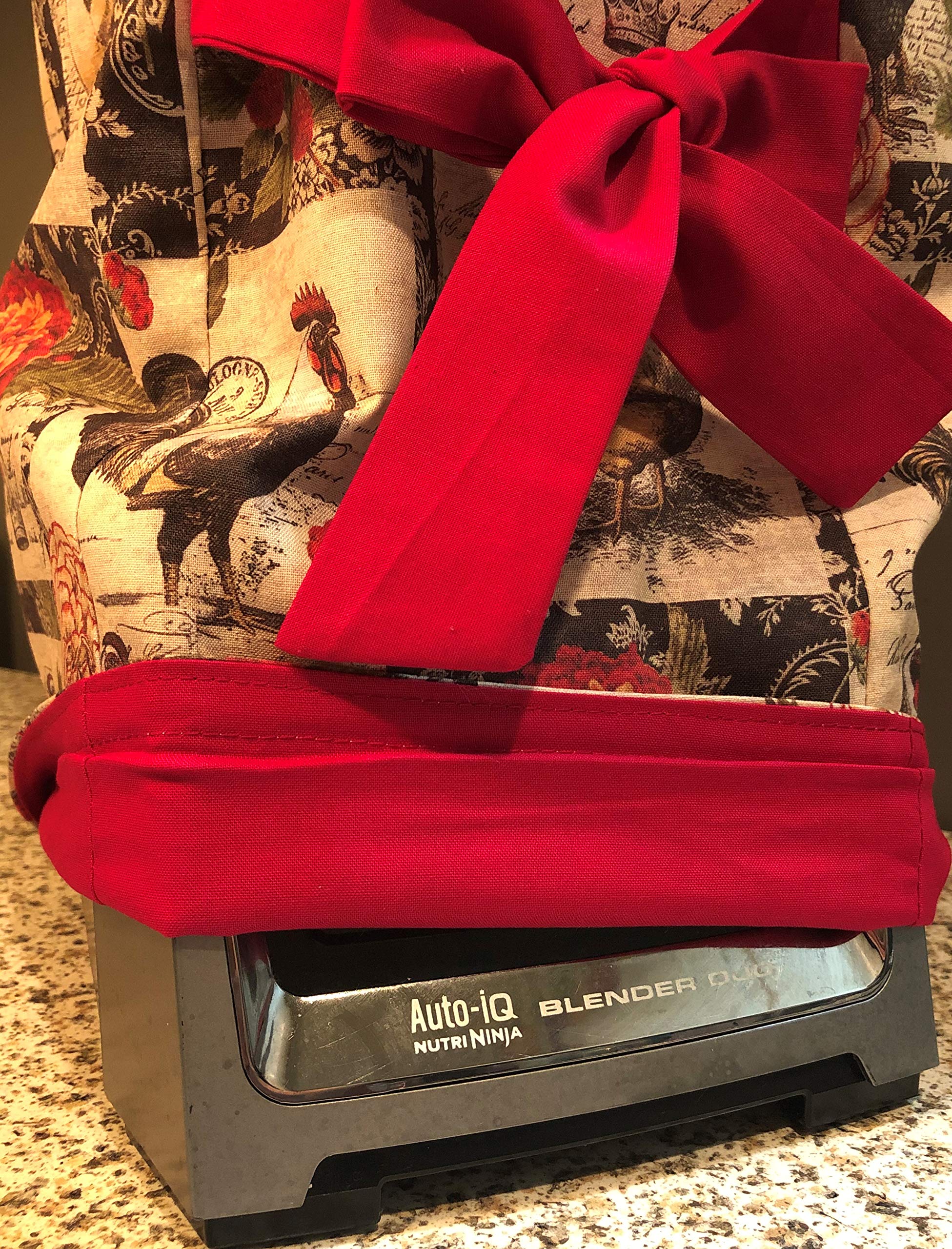 Blender Cover for Ninja-Reversible blender cover. Kitchen design: Rooster/Flowers/Ribbons to make your own adjustable bow.