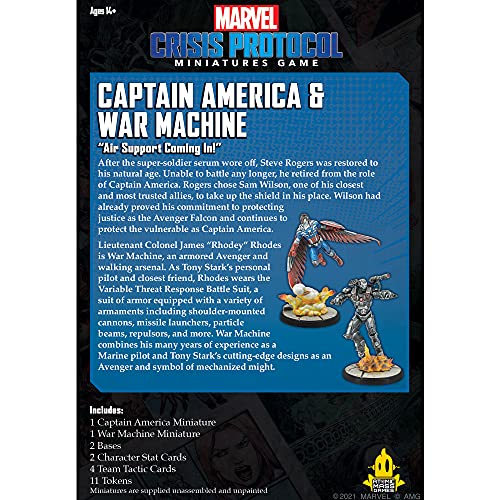 Marvel Crisis Protocol Captain America and War Machine CHARACTER PACK | Miniatures Battle Game | Strategy Game for Adults | Ages 14+ | 2 Players | Avg. Playtime 90 Mins | Made by Atomic Mass Games