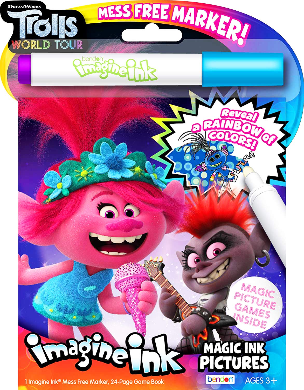 Imagine Ink Magic Pictures Coloring Activity Books Set - Moana, Trolls World Tour & Frozen II