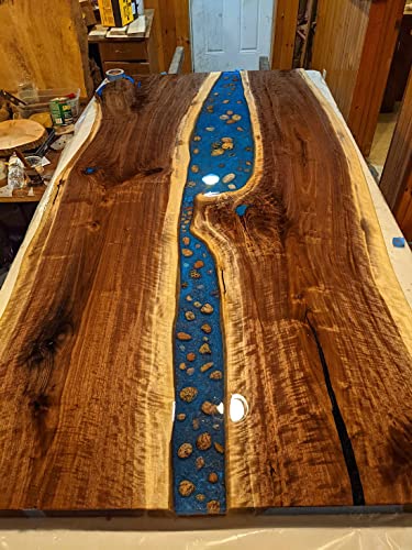 Black Walnut blue epoxy River Dining Table,Top 7' 6" Long by 40" to 44 Wide