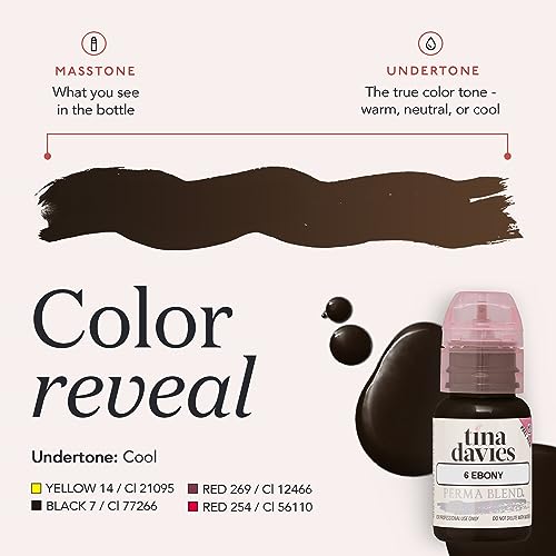 Tina Davies Professional X Perma Blend Brow Pigment - Permanent Eyebrow Makeup - Colours Heal True to Tone - High Retention - Ebony, 1/2oz