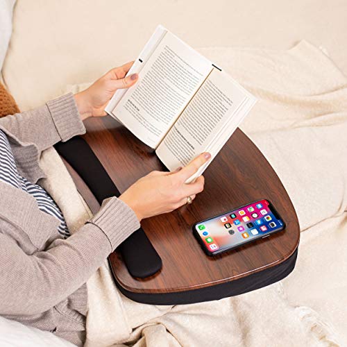 Sofia + Sam Oversized Lap Desk with Memory Foam Cushion | Wrist Rest Cushion | Fits Laptops Up to 17" | Brown and Black | Computer Lap Tray | Portable Home Office Workstation