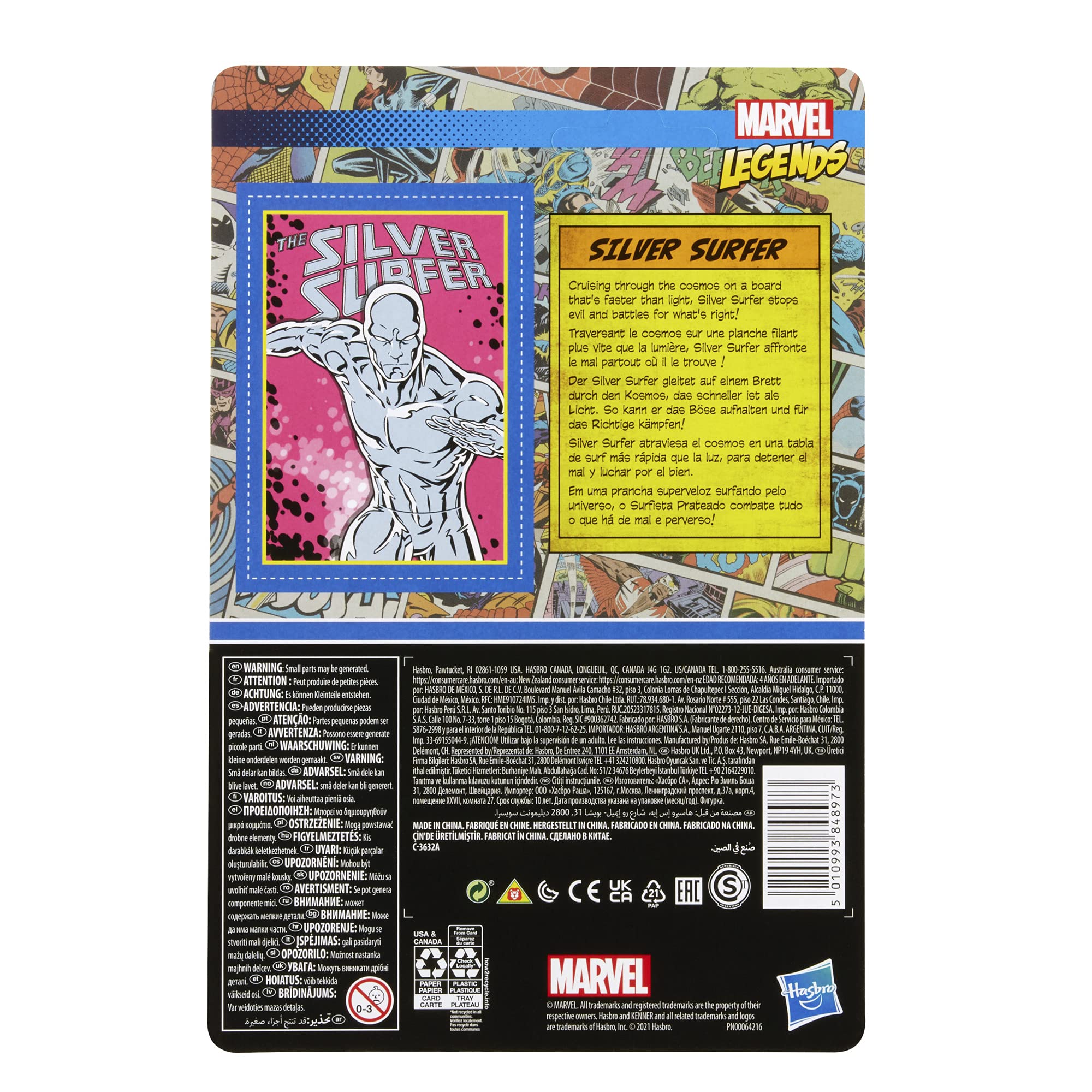 Marvel Hasbro Legends Series 3.75-inch Retro 375 Collection Silver Surfer Action Figure Toy