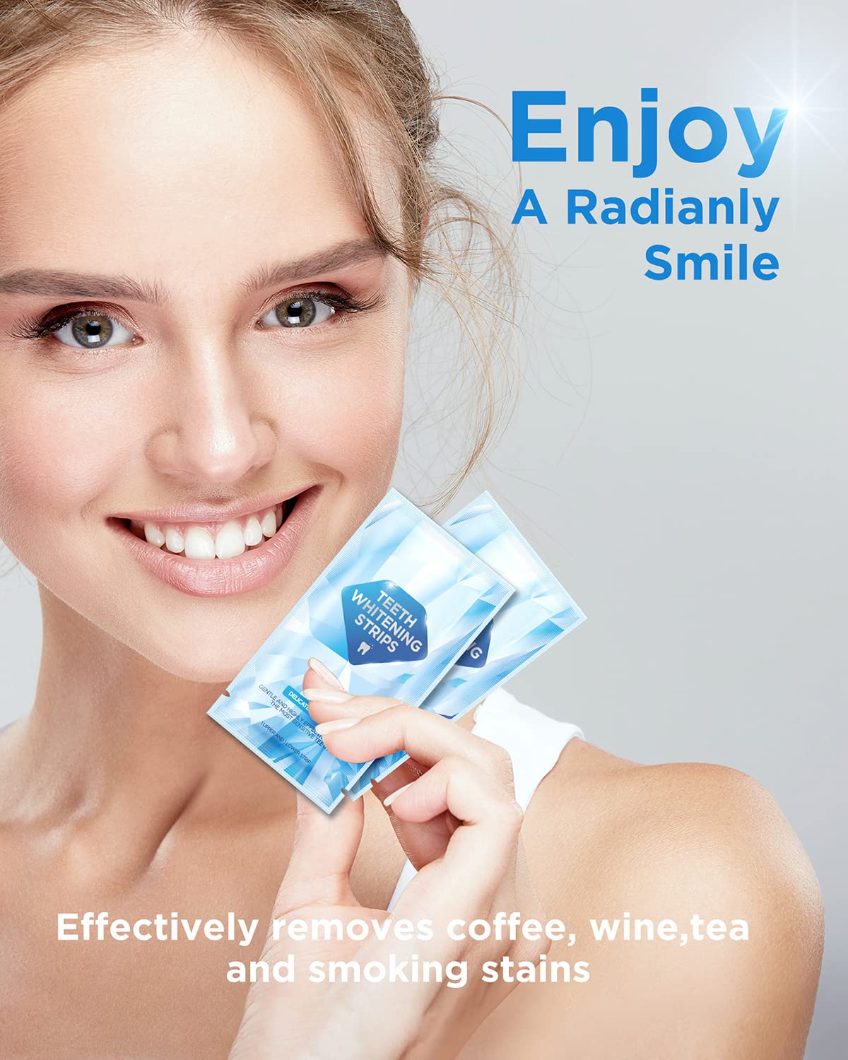 Teeth Whitening Strips for Sensitive Teeth, Reduced White Whitening, Enamel Safe Strips, 28 Pcs Natural Whitener 14 Treatments by Imosty