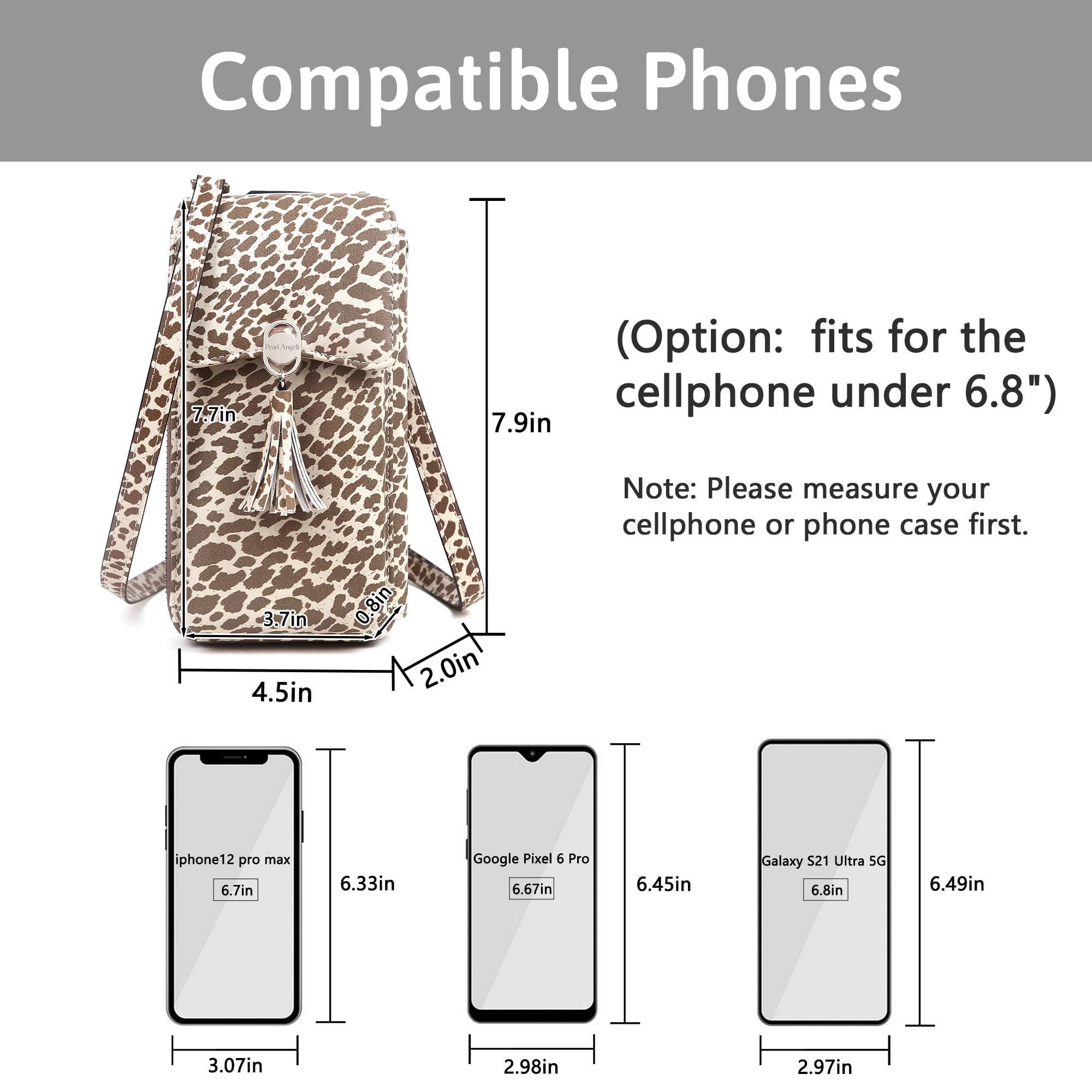 Pearl Angeli Small Crossbody Phone Bag RFID Women Wallet Cellphone Credit Card Purse with Adjustable Shoulder Strap