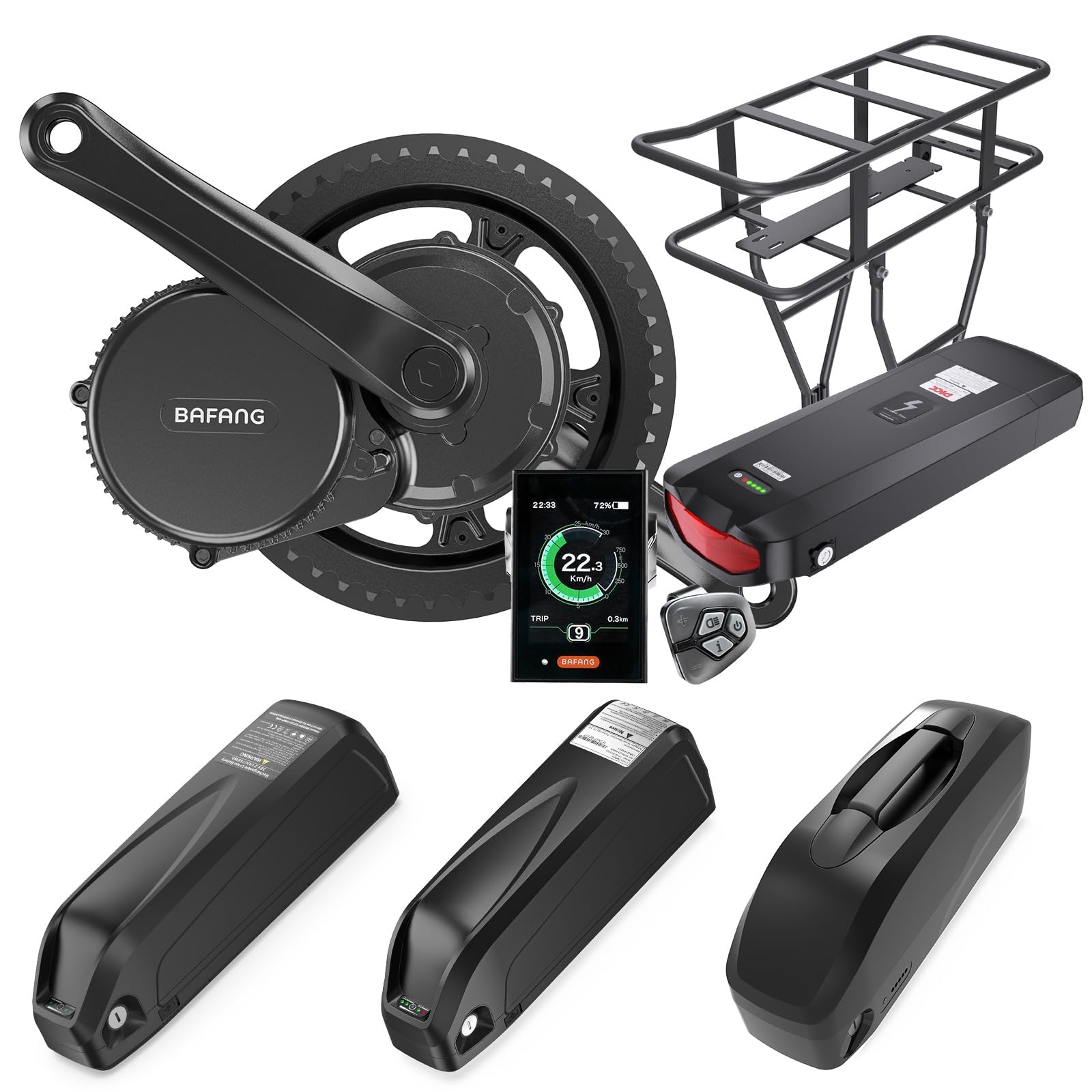 BAFANG BBS02B 48V 750W Mid Drive Electric Bike Motor Ebike Conversion Kit Mid-Mounted Engine for Mountain Bike Road Bicycle with Optional 48V 17.5Ah 18Ah and 48V 20Ah Battery
