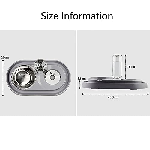 Double Dog Cat Bowls Water and Food Bowl Set,Detachable Stainless Steel Bowl Automatic Water Dispenser Bottle Pet Feeder for Small or Medium Size Dogs Cats Puppy Kitten Rabbit