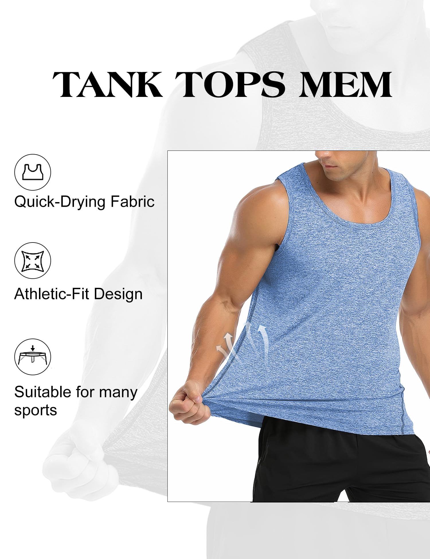 Babioboa Men's Workout Tank Tops 2 Packs Quick Dry Shirts Sleeveless Lightweight Tank Top Gym Bodybuilding Muscle Tee Pink/Sky Blue