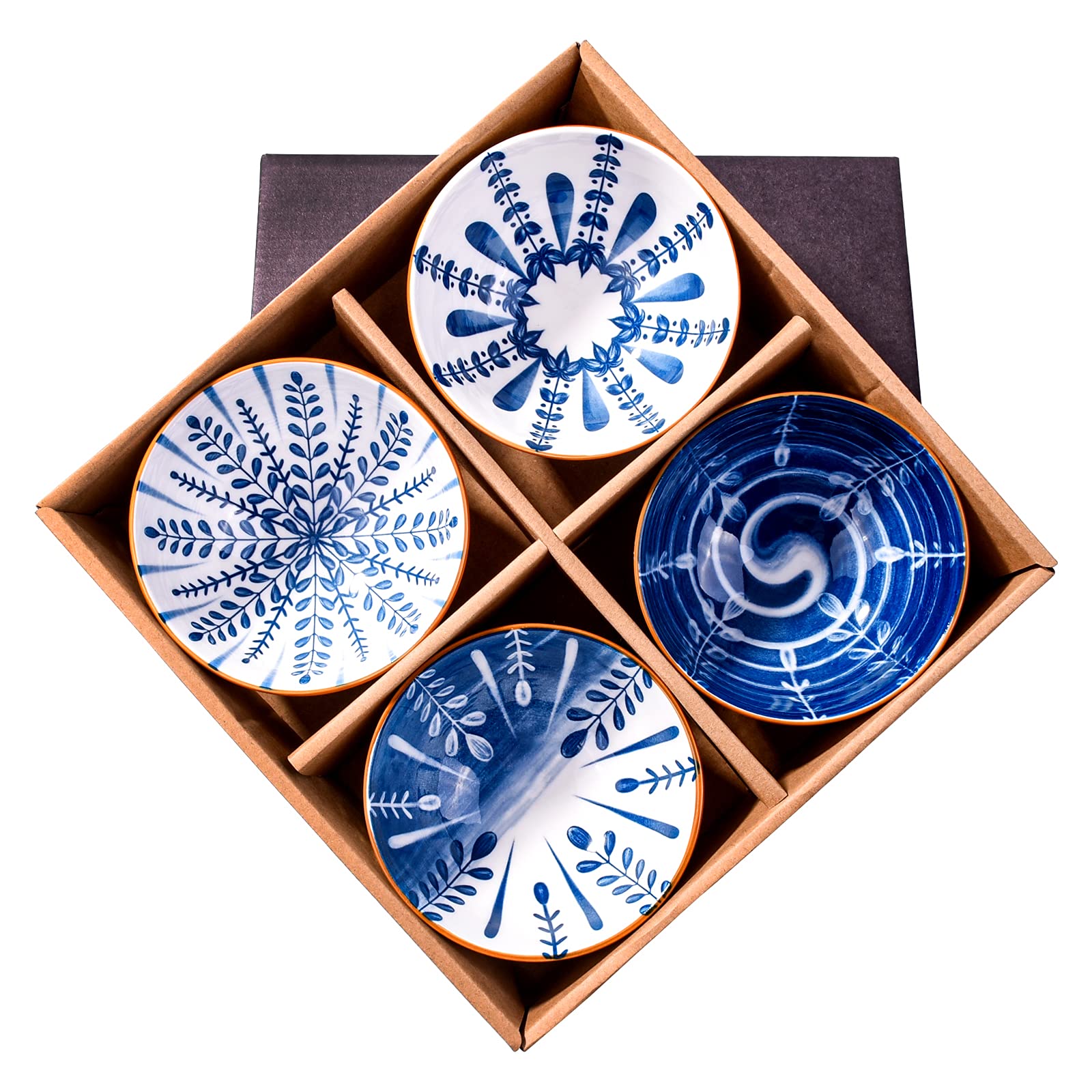 BOSILI Japanese Rice Bowls set of 4,Ceramic Rice Bowls with Gift Box (4 set)