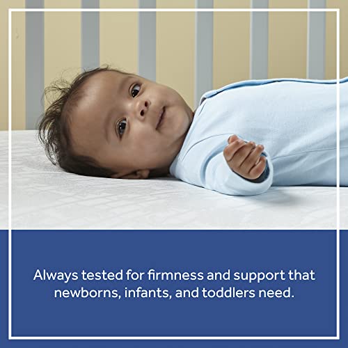 Sealy Posture Perfect 2-Stage Waterproof Baby Crib and Toddler Mattress - Hybrid Memory Foam & 150 Premium Coils - Made in USA, 52"x28"