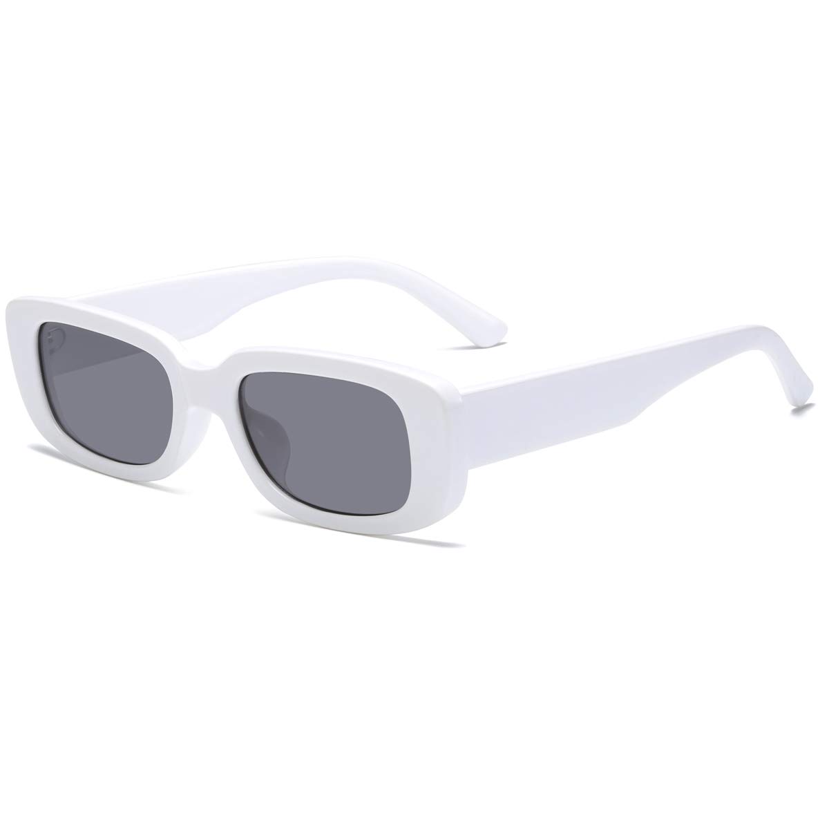 aisswzber Vintage Rectangle Sunglasses for Women Men 90s Fashion Narrow Square Frame Eyewear UV400 Protection